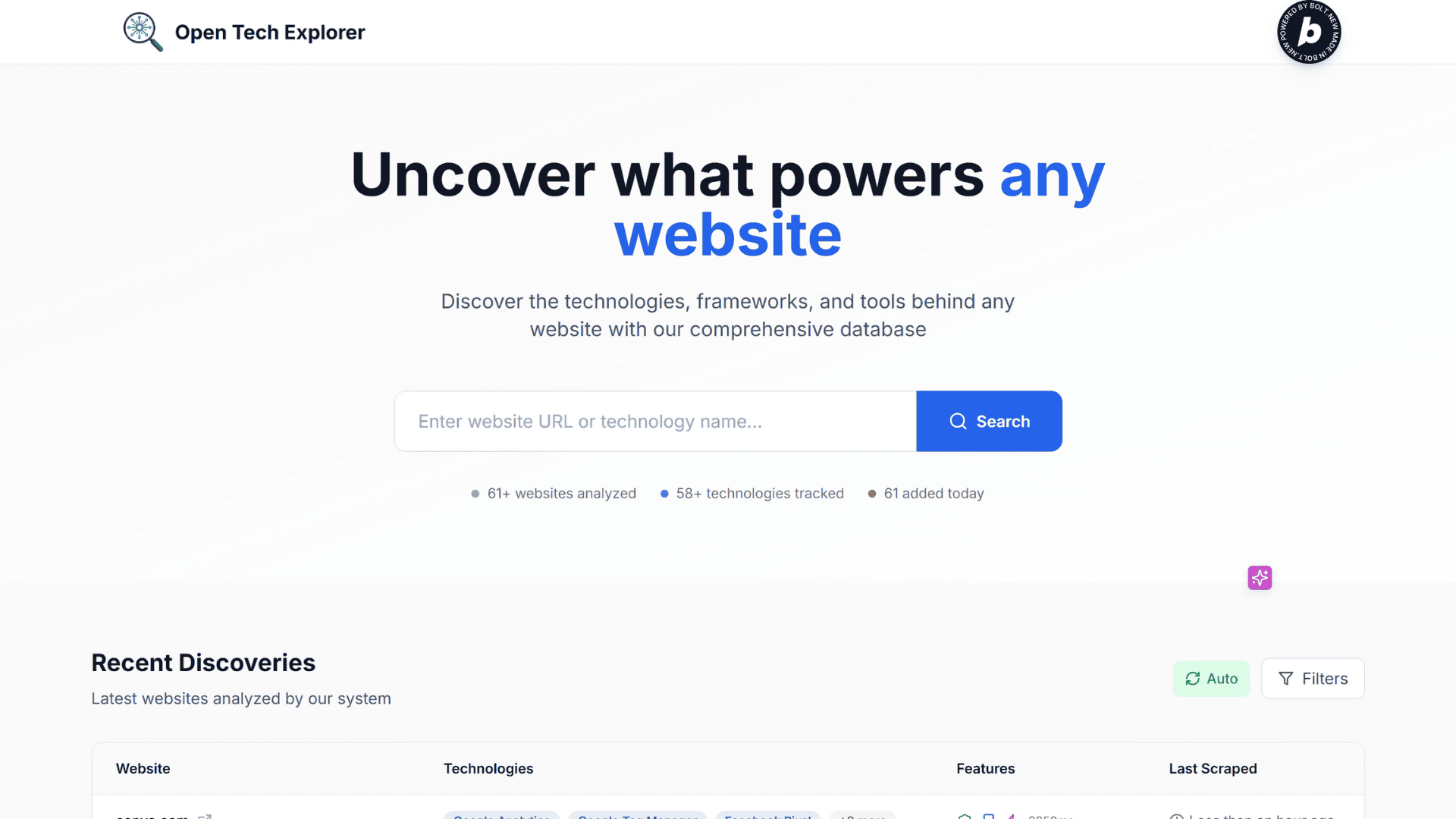 Open Tech Explorer – Discover Website Tech Stacks Instantly